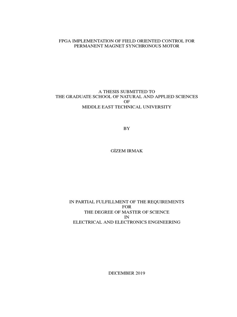 Fpga Implementation of Field Oriented Control For PMSM | PDF