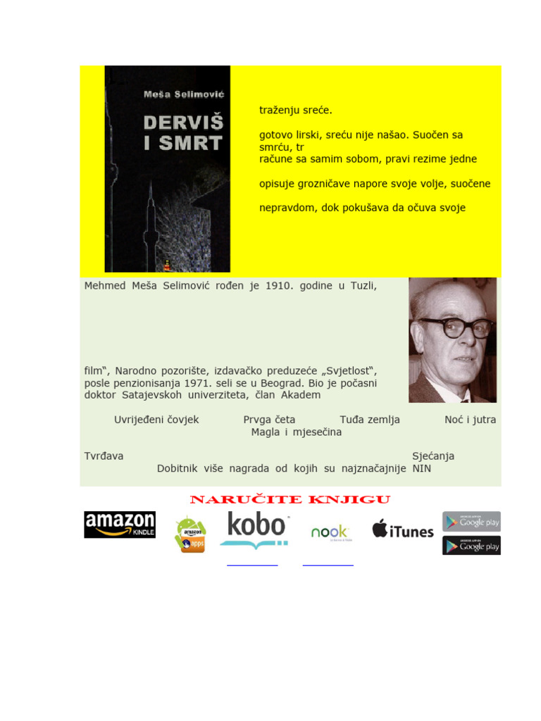 "Derviš i smrt: Kultni Roman Meše Selimovića" | PDF | Poetry