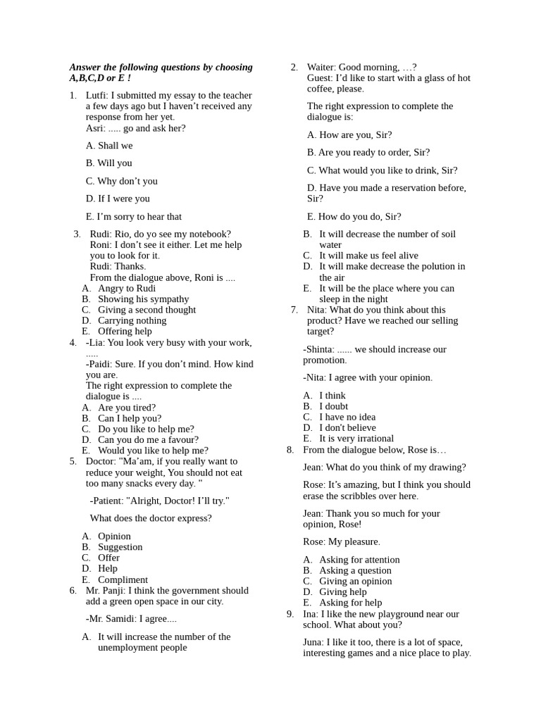 Soal PTS Kelas Xi Ganjil 2024 | PDF