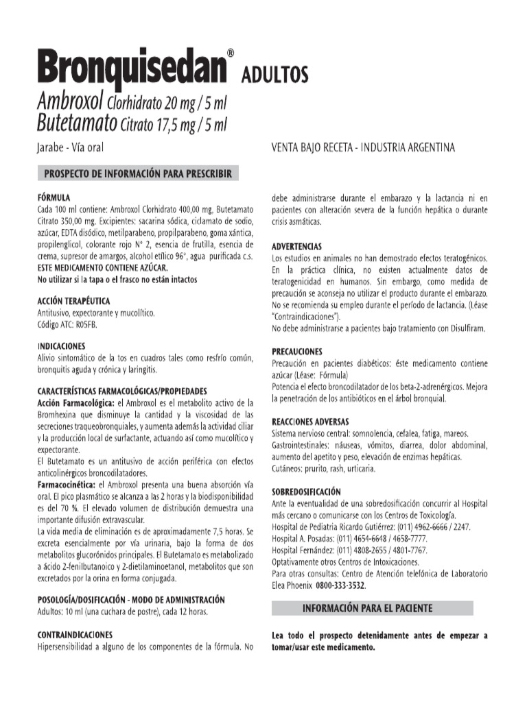 Prospecto Bronquisedan Adultos-1 | PDF