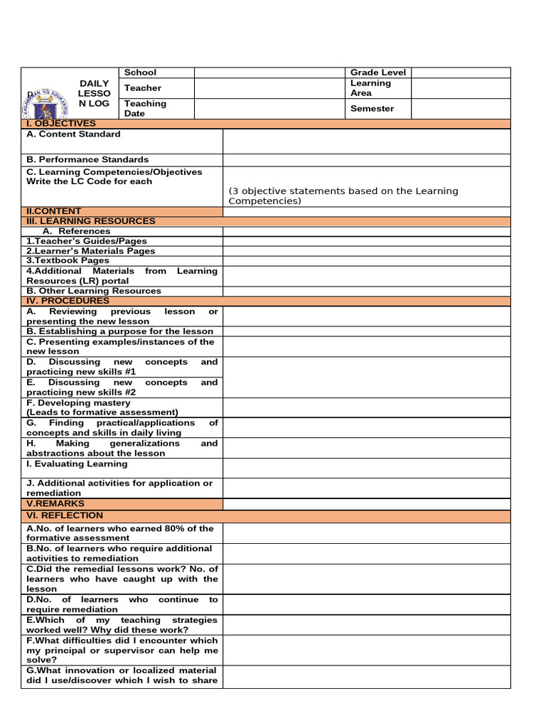 Detailed Lesson Plan-Blank | PDF