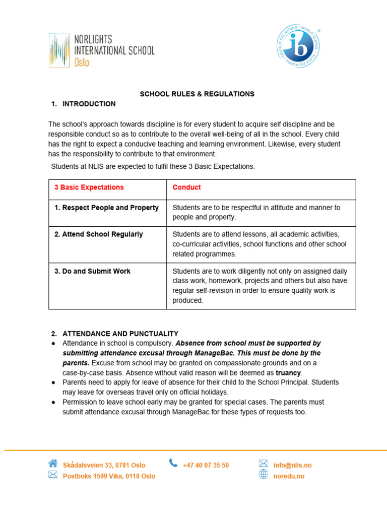 1 School Rules Students | PDF