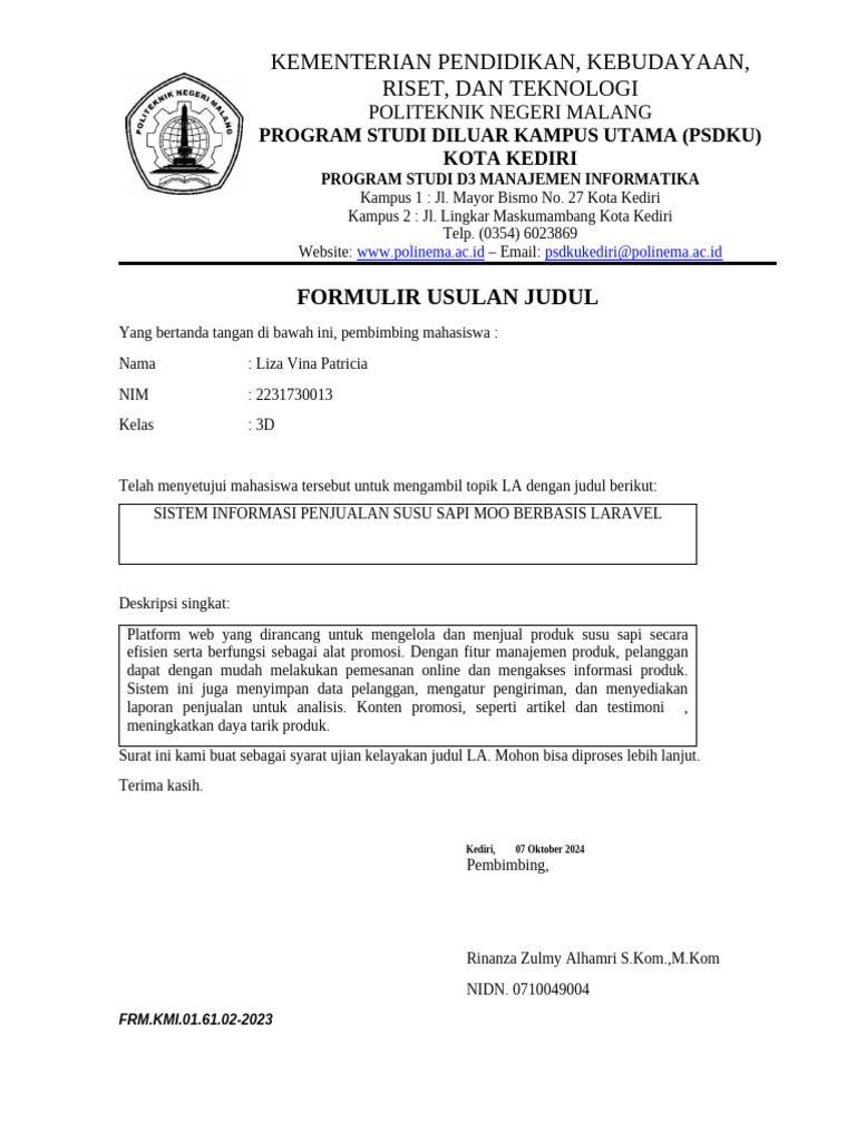 Form Usulan Ta | PDF