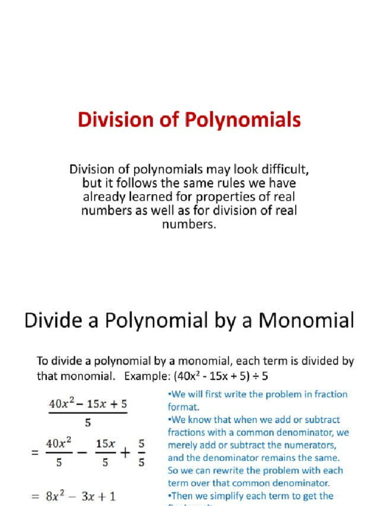 Division of Polynomials | PDF