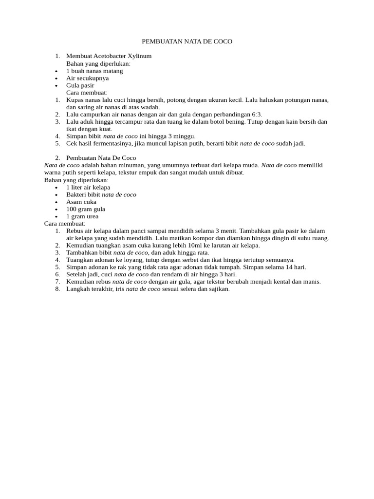 Pembuatan Nata de Coco | PDF