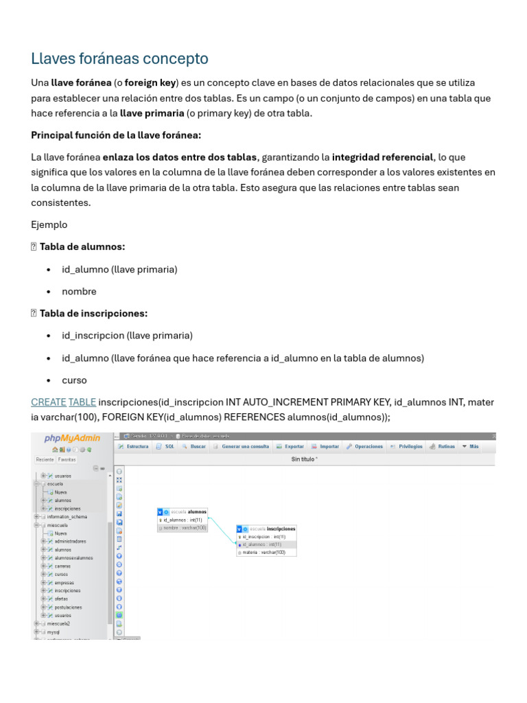 Llaves Foráneas en Bases de Datos | PDF