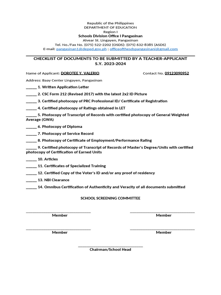 Checklist Application | PDF