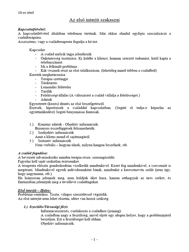 Az Első Interjú Szakaszai | PDF
