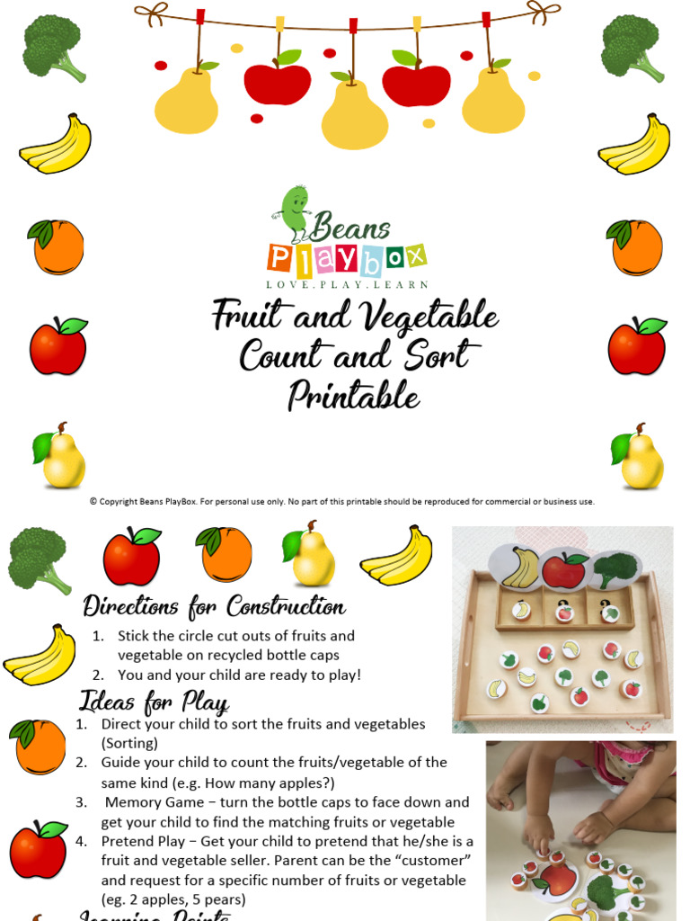 Fruit Veg Count and Sort Printable | PDF
