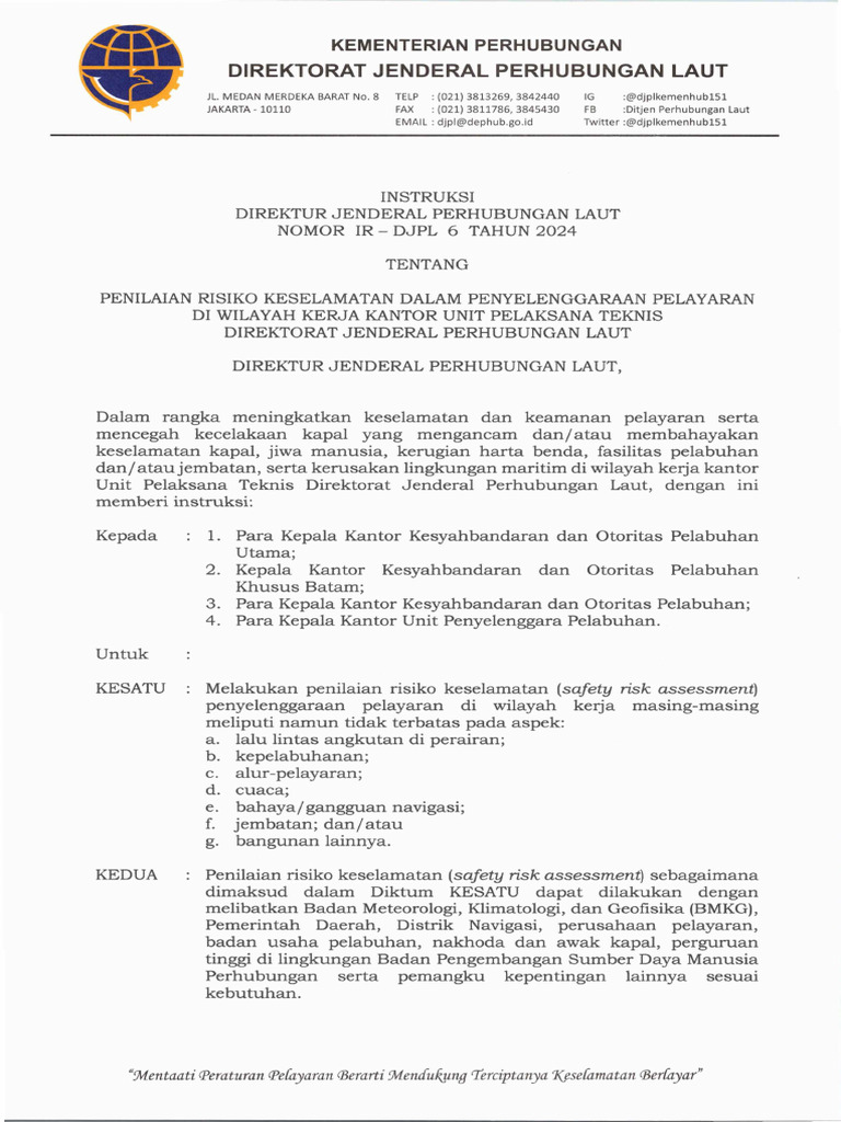 Salinan Intruksi DJPL Nomor IR DJPL 6 Tahun 2024 Tentang Penilaian | PDF