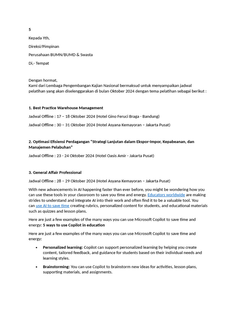 Surat Contoh Deskripsi 2 | PDF