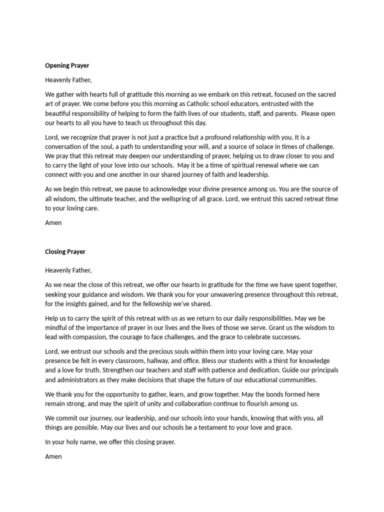 CIC Fall 23 Opening and Closing Prayers | PDF