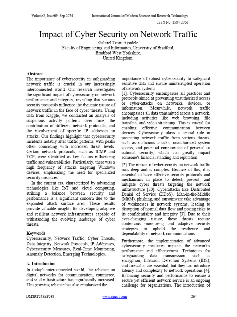 Impact of Cyber Security On Network Traffic | PDF | Computers | Security