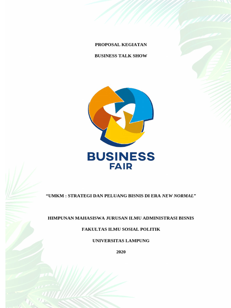 FIXxxx Proposal Business Talkshow 2020 Sponsorship | PDF