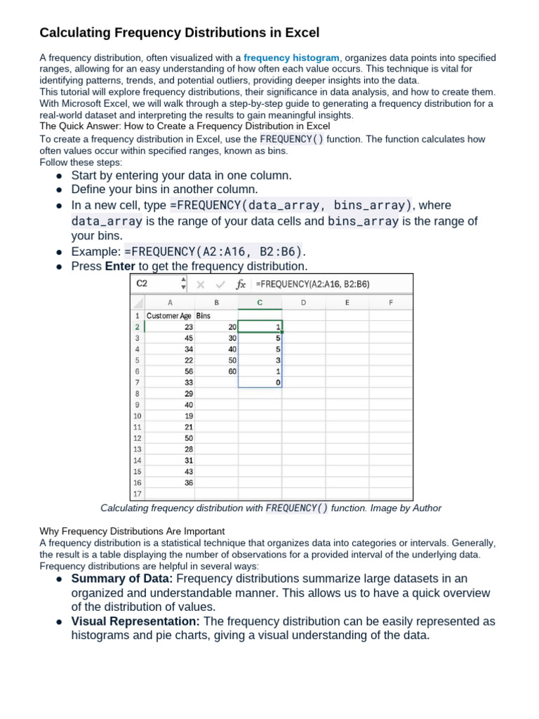 Practical 1 _ Calculating Frequency Distributions in Excel | PDF