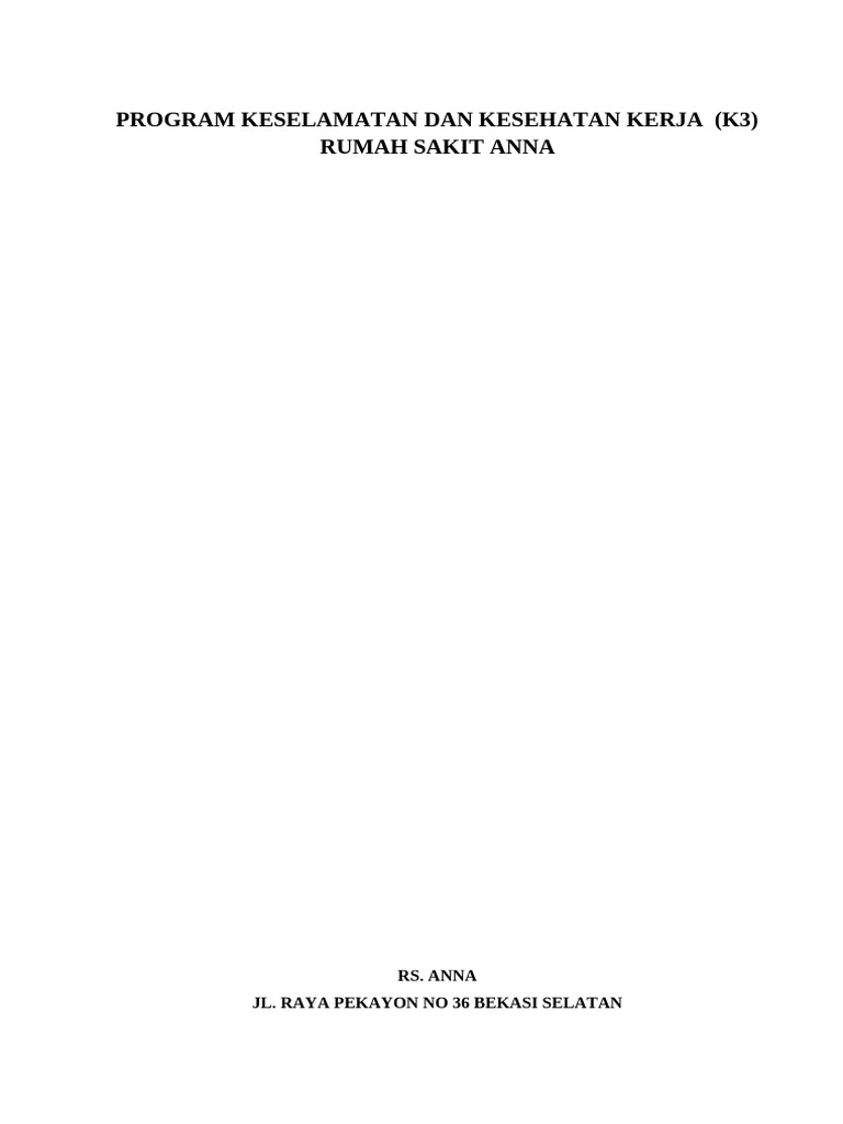 Program Kerja K3 RS. ANNA | PDF
