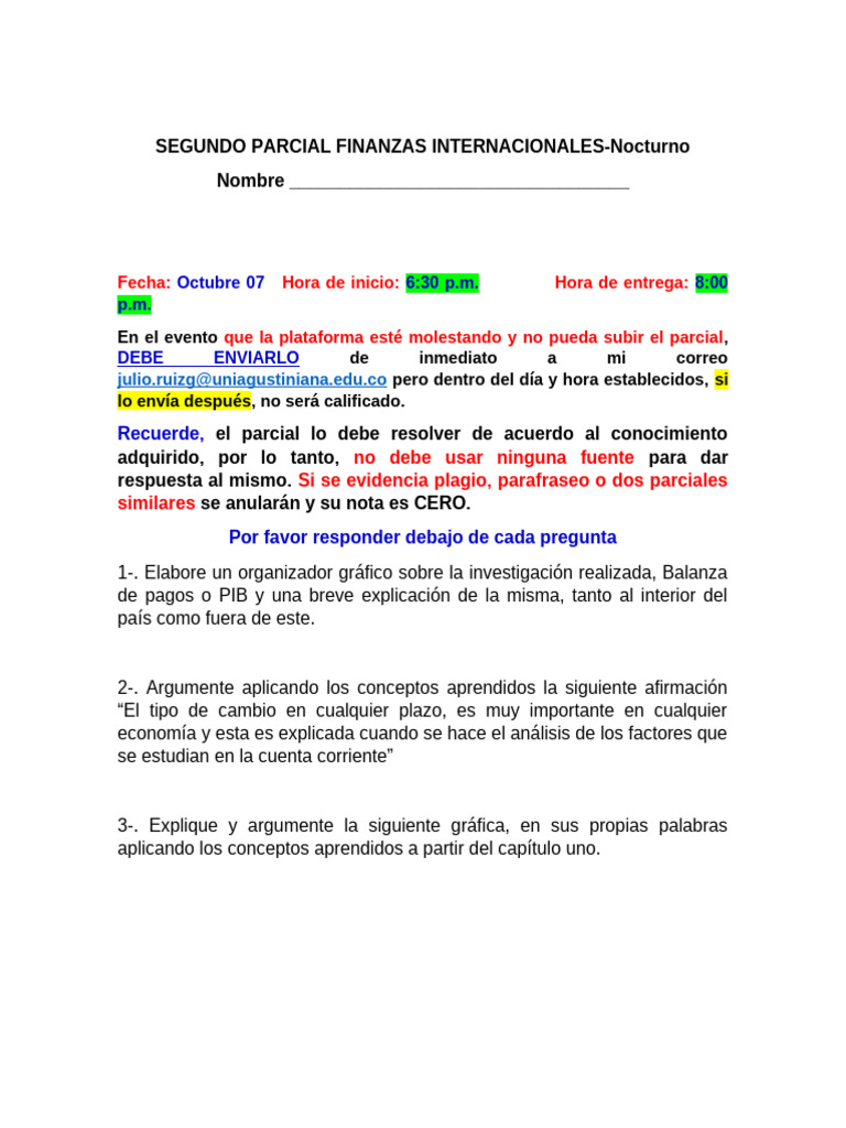 Segundo Parcial - Finanzas Internacionales - 2021-II | PDF