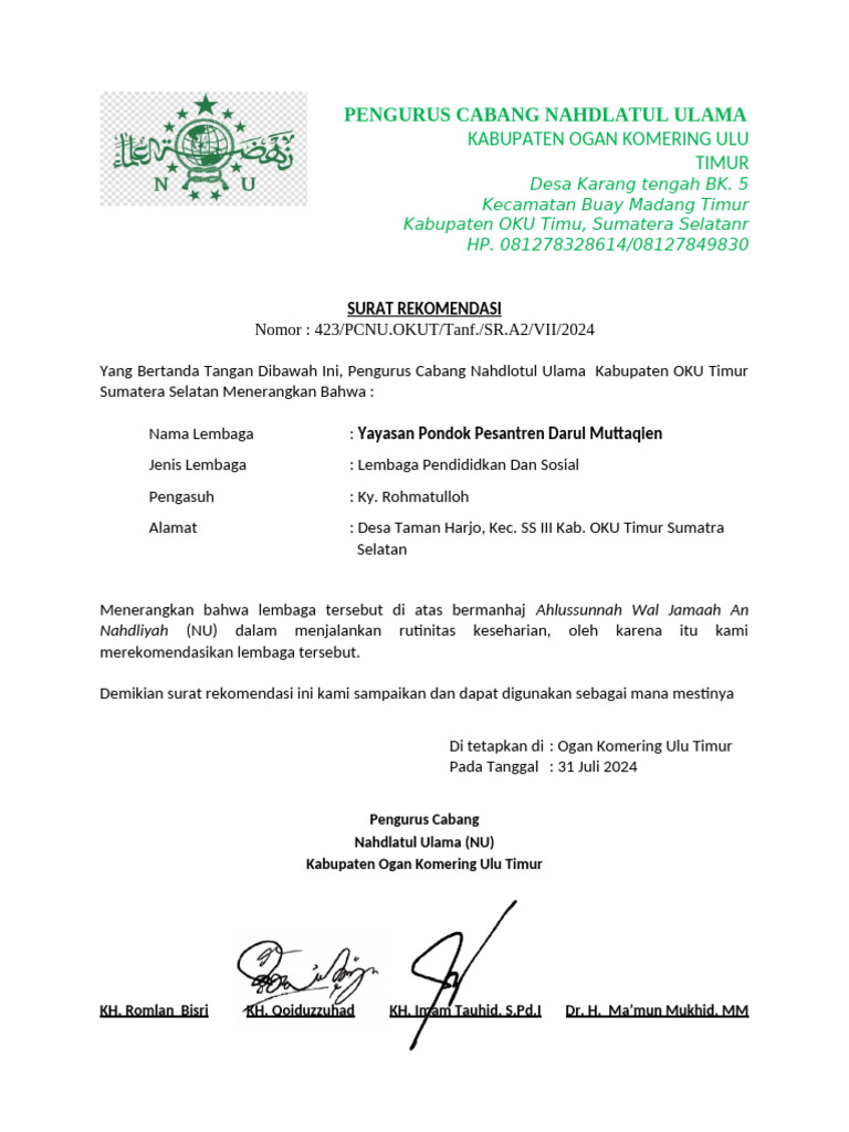 Surat Rekom PP | PDF