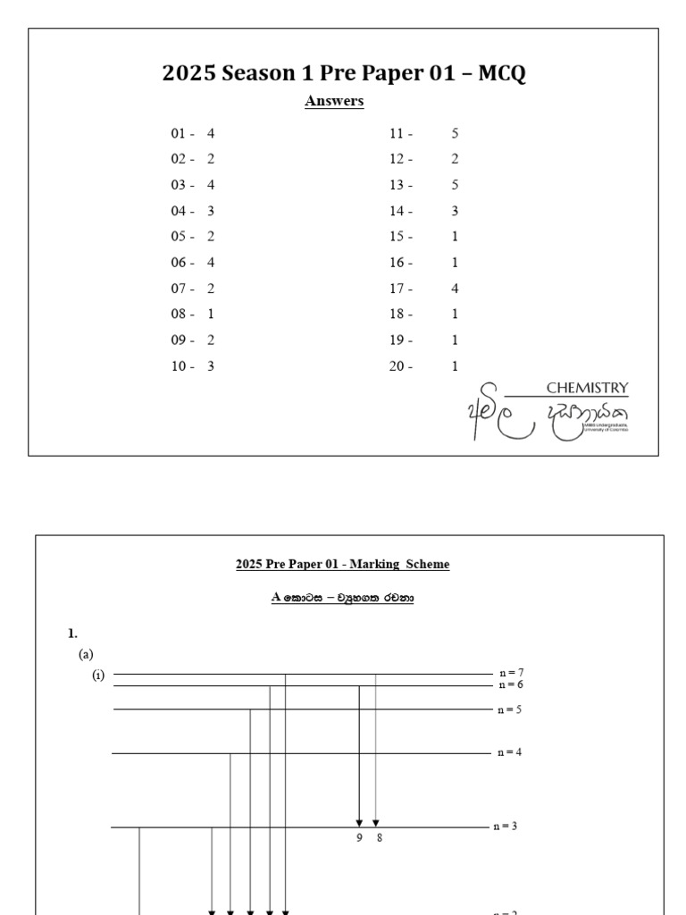 2025 Pre Paper Class Paper 1 Marking | PDF