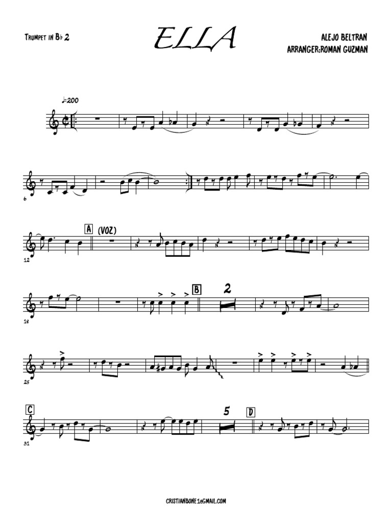 Ella - Bolero for Trumpet Arrangement | PDF