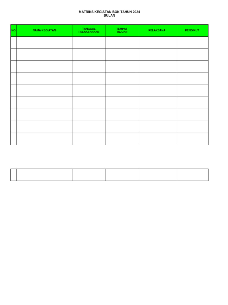 Contoh Matriks Kegiatan | PDF
