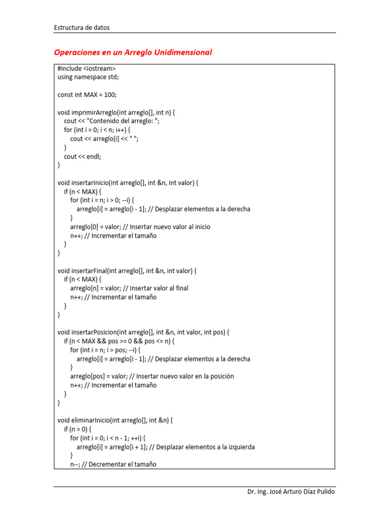 Operaciones en Un Arreglo Unidimensional | PDF