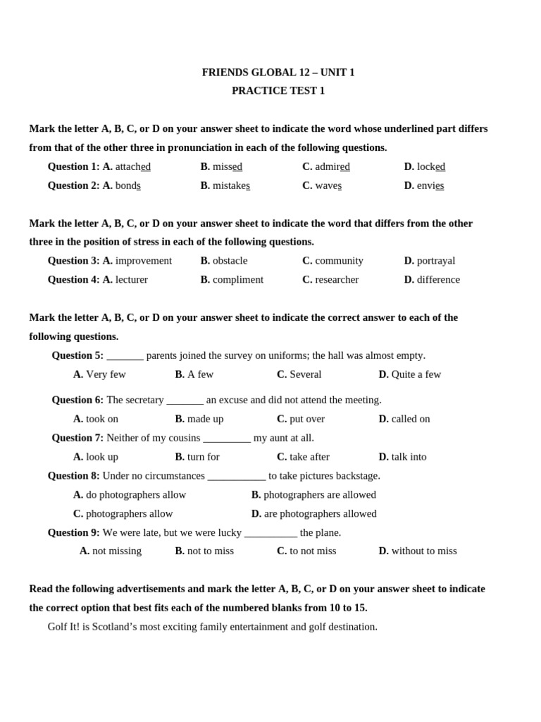 Friends Global 12 Dang Sua | PDF