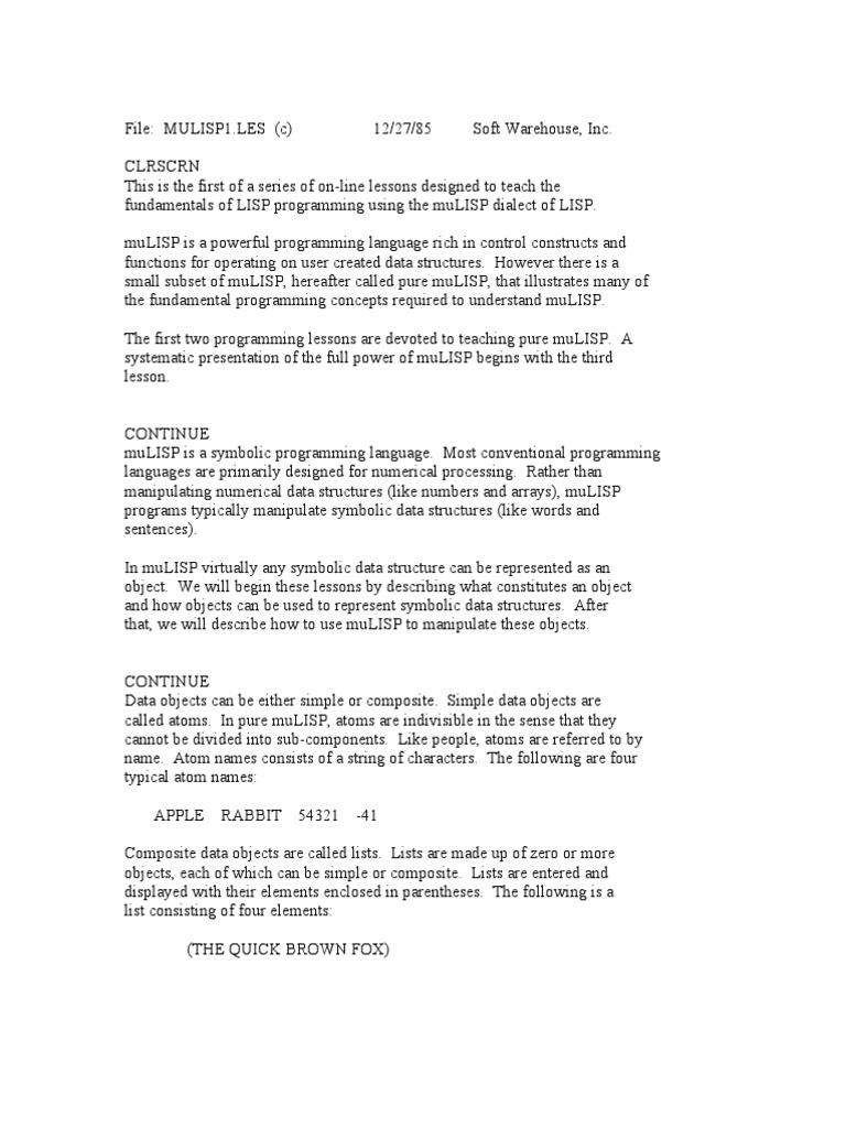 Mu LISP | PDF | Function (Mathematics) | Numbers