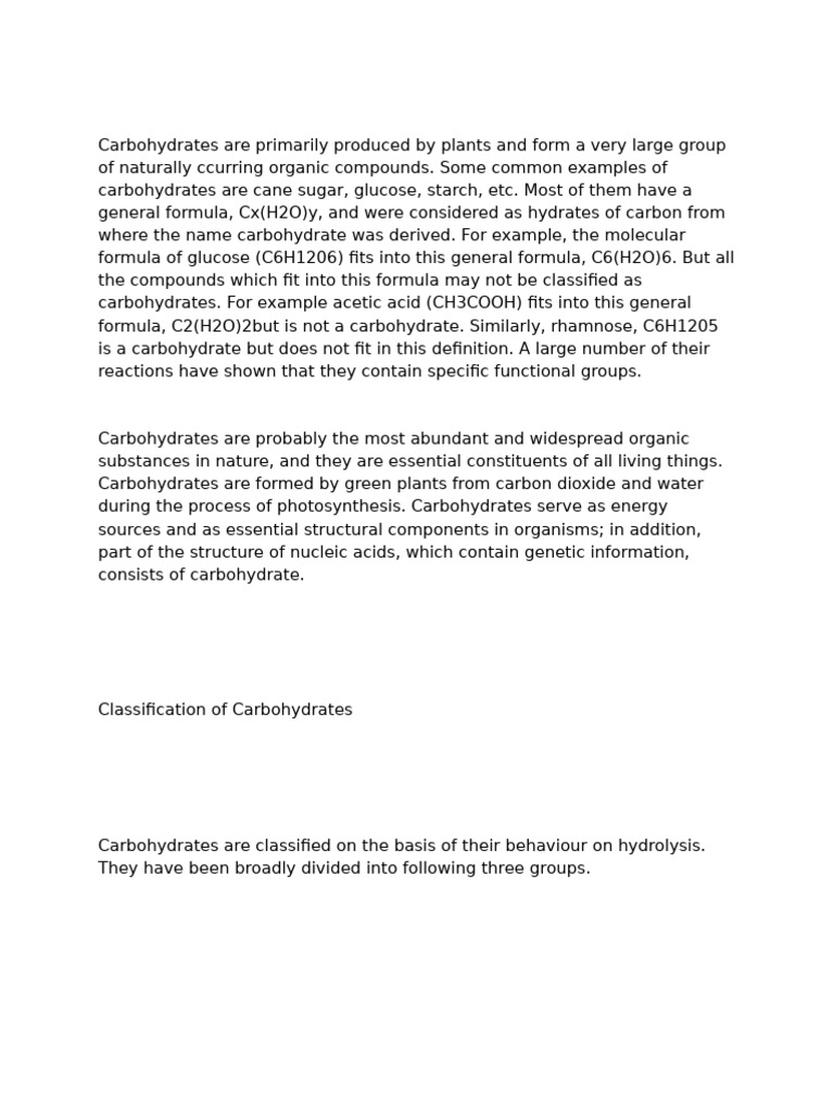 Chemistry Carbohydrates | PDF