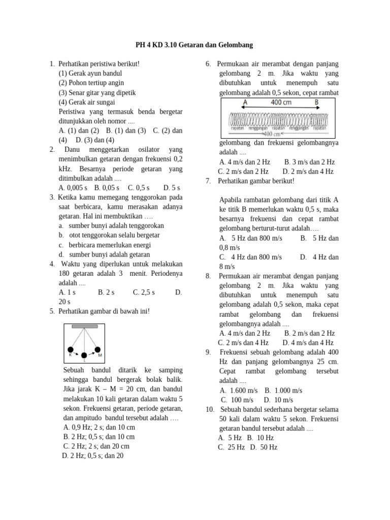 Soal PH Getaran Gelombang Kls 8 | PDF