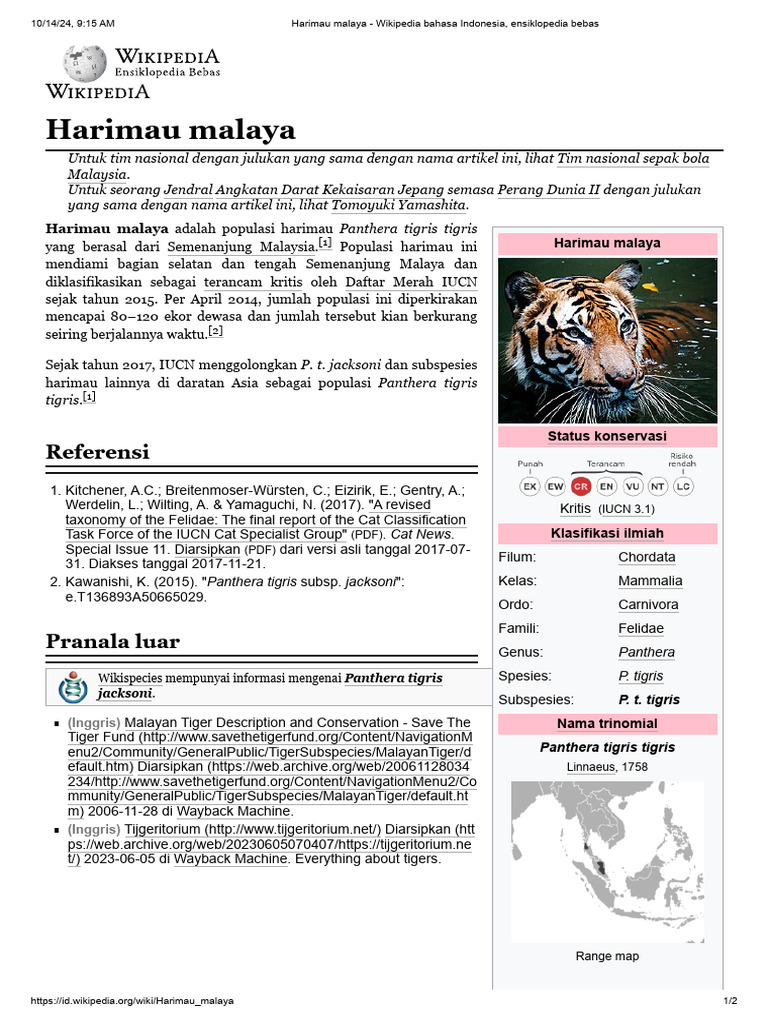 Harimau Malaya | PDF