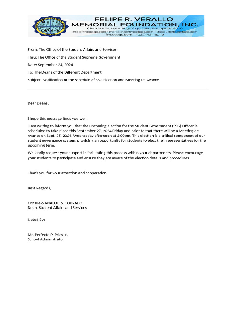 Memo For Election | PDF