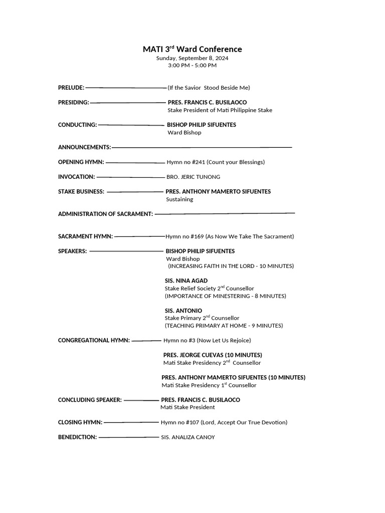 MATI 3rd Ward Conference | PDF
