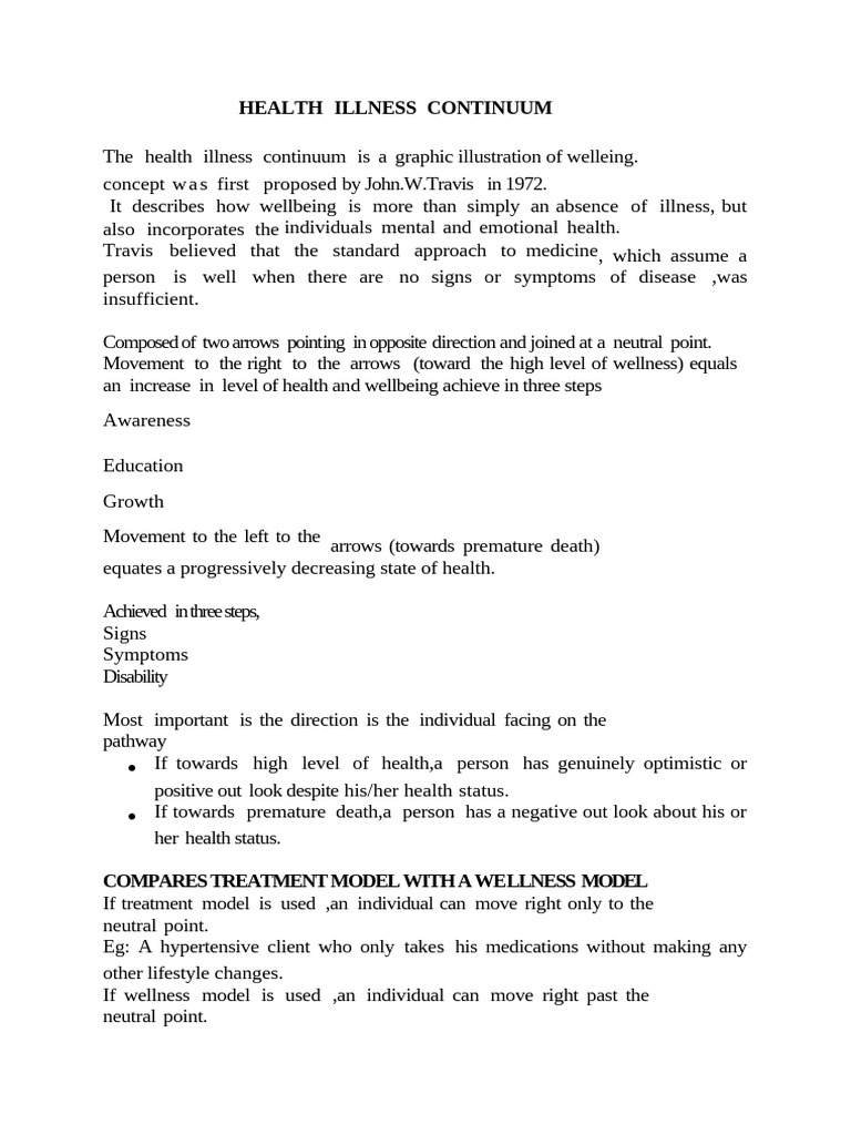 Health-Illness Continuum | PDF