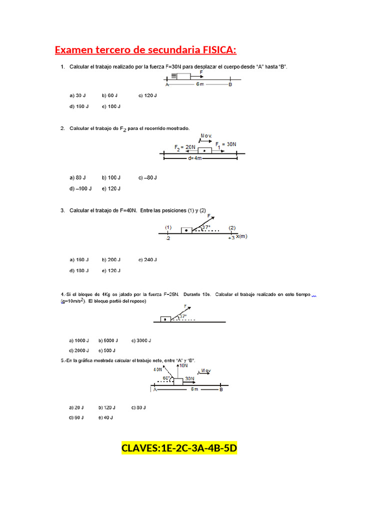 Examen fisica TERCERO Y CUARTO | PDF