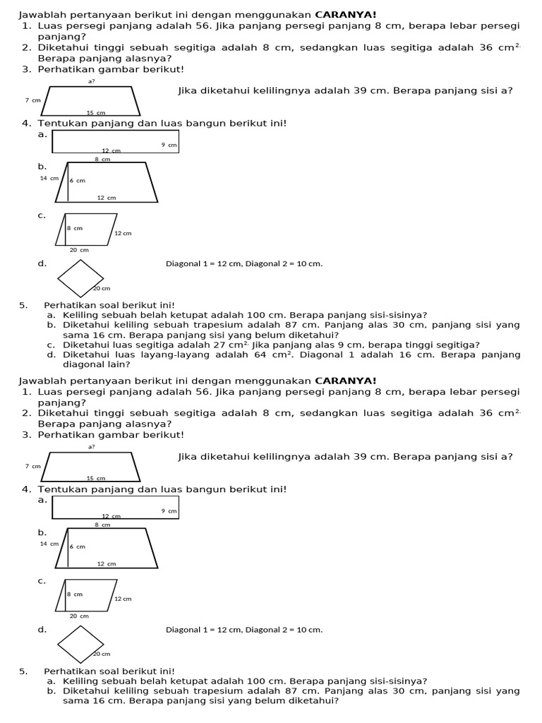 Soal Matematika Bangun Datar | PDF