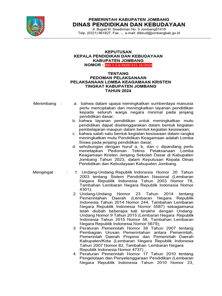 Draft Tor Lomba Keagaam Kristen 2024 | PDF