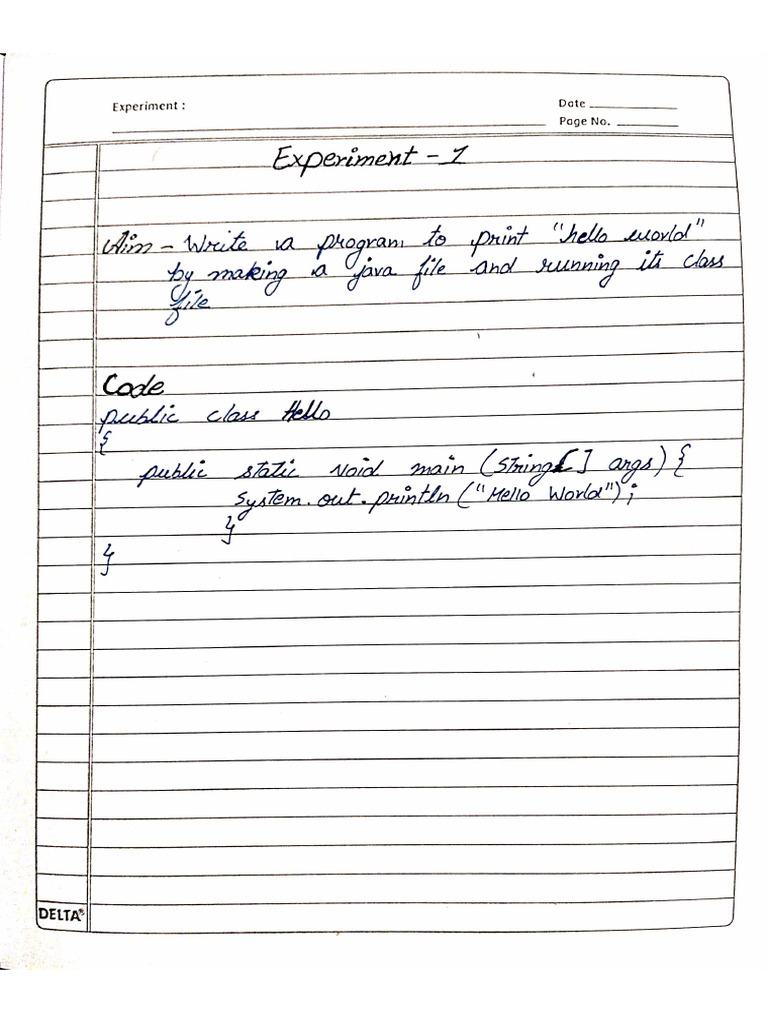 Experiment 1 (Java) Ayush Kumar Singh 016 | PDF