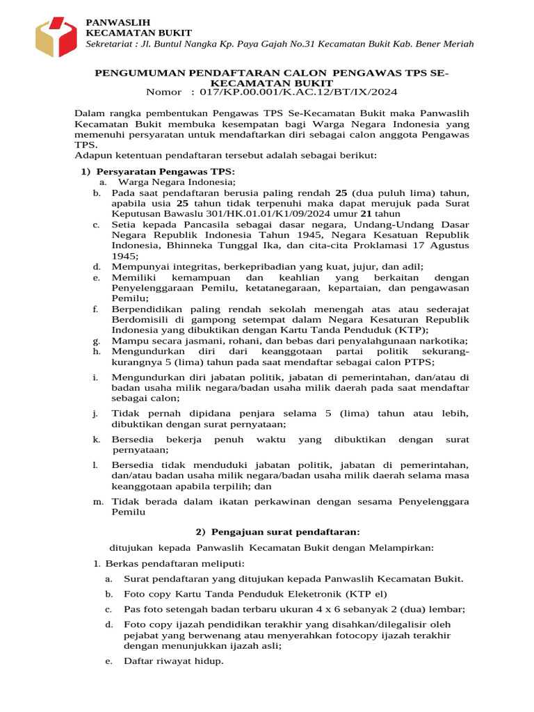 Pengumuman PTPS | PDF