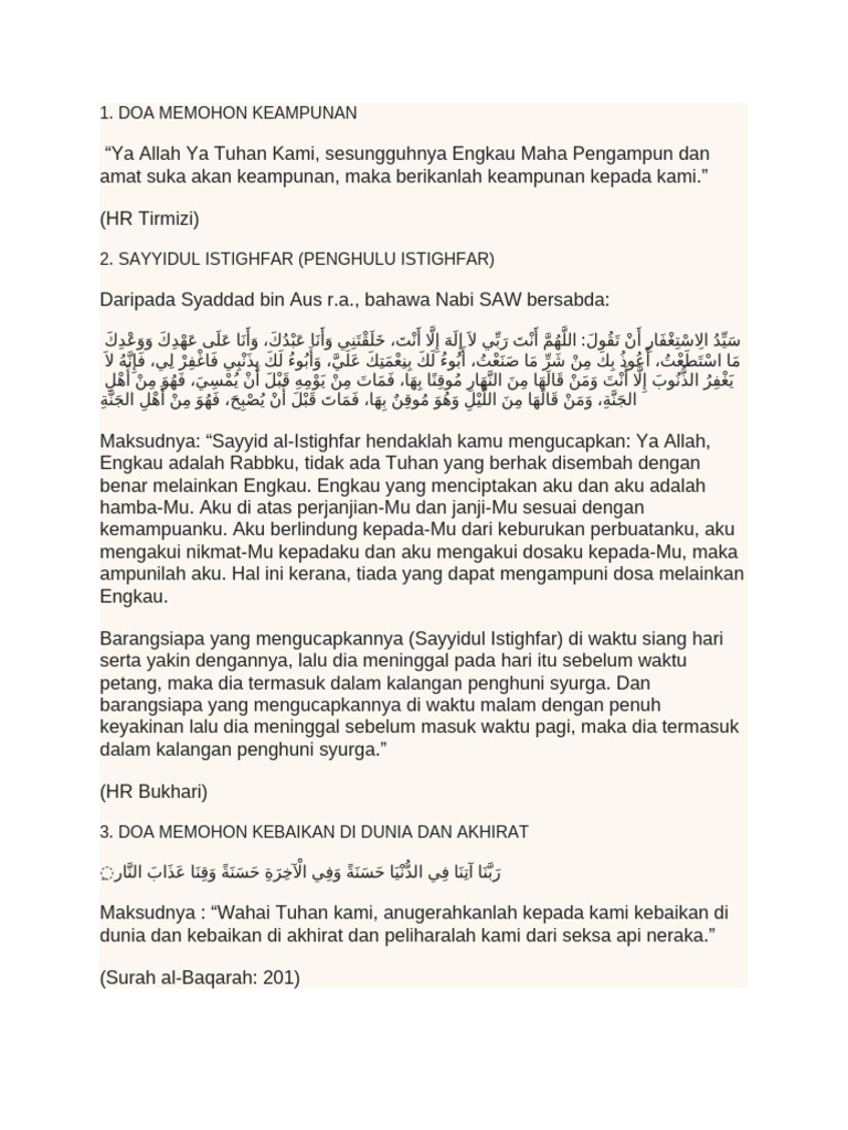 Doa Memohon Keampunan | PDF