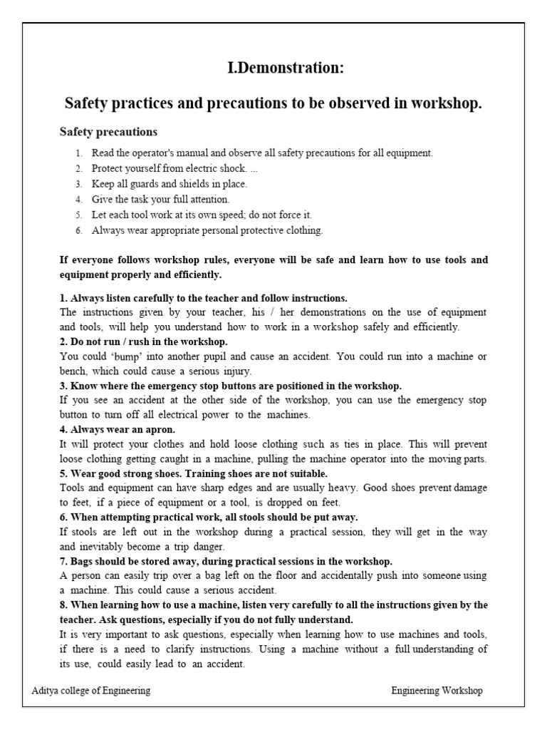 Engineering Workshop Lab Manual | PDF