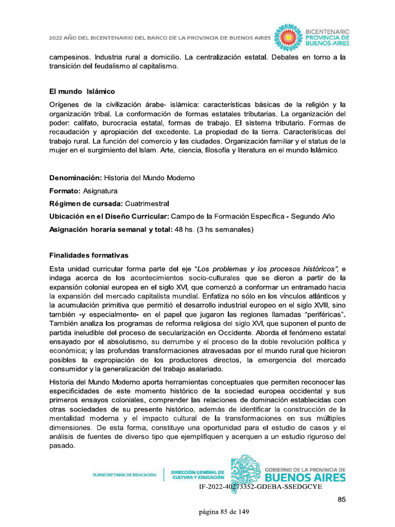 Contenidos. Historia Del Mundo Moderno | PDF