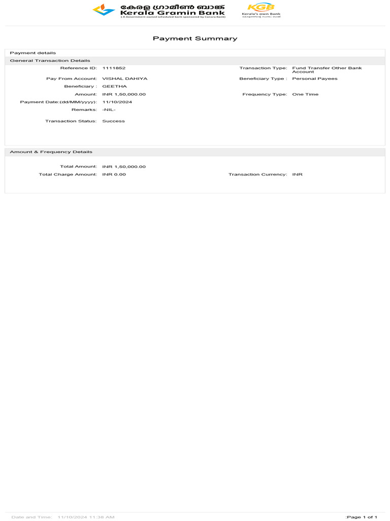 Payment Summary: Payment Details General Transaction Details | PDF