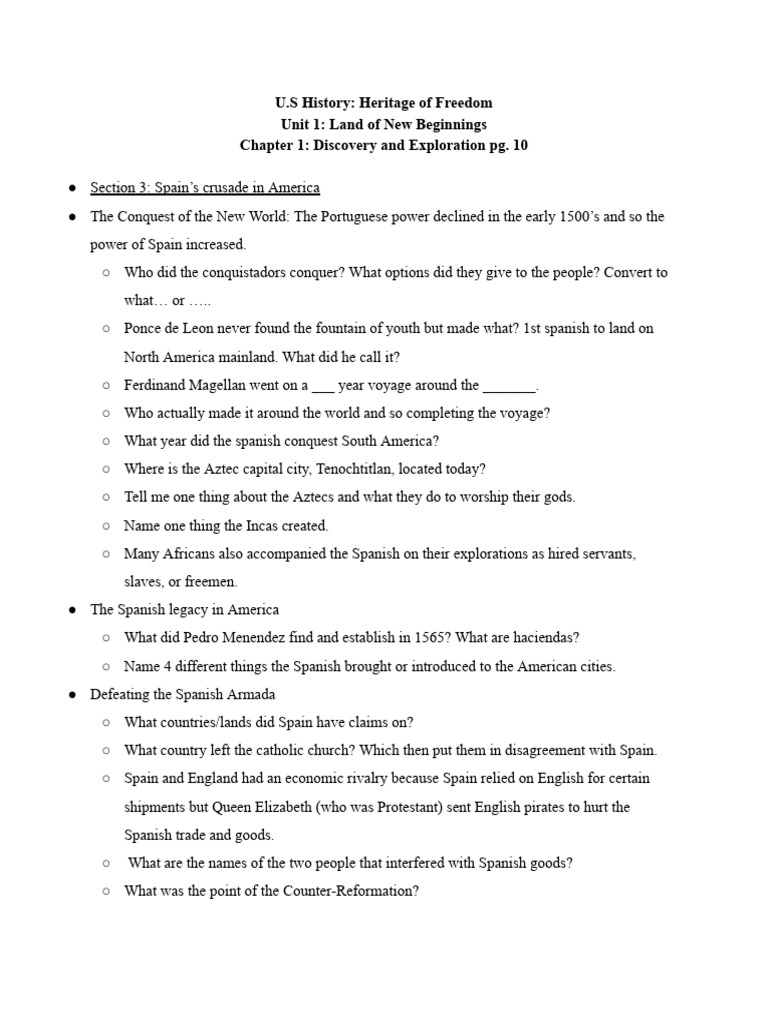 11th U.S Hist CH 1 Sect 3-4 | PDF