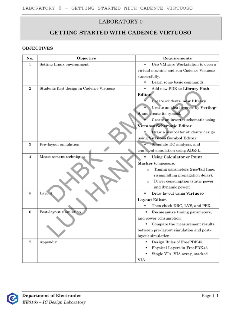 232 EE3165 ICDesign Lab0 Eng | PDF