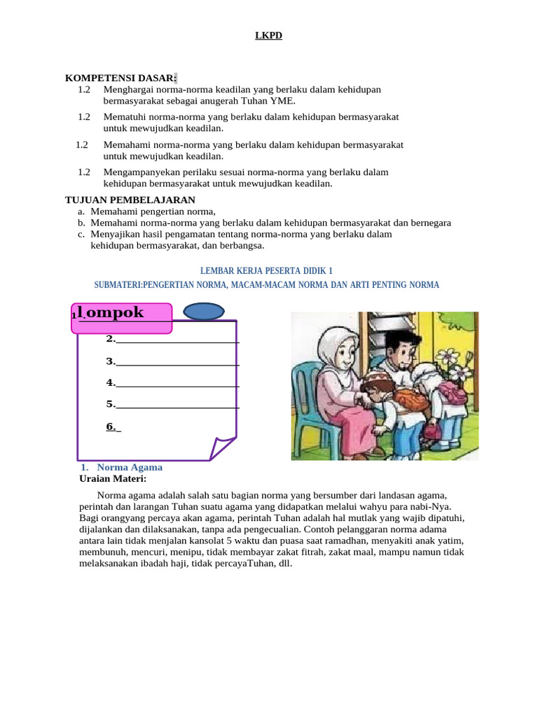 LKPD Nilai Dan Norma IPS Kelas 7 | PDF