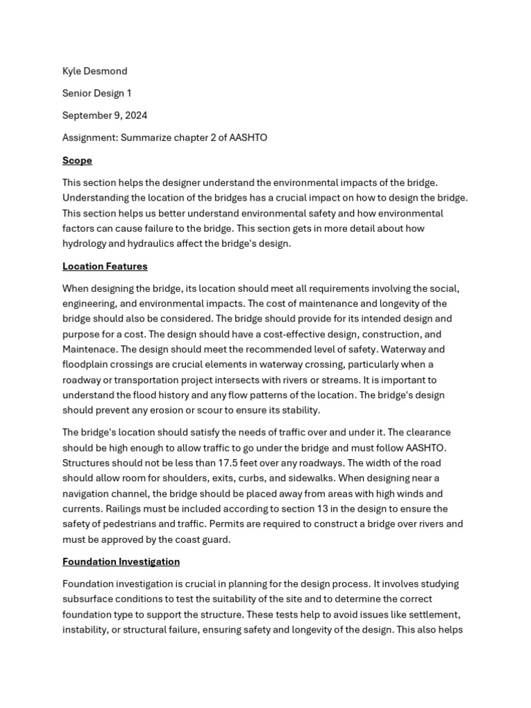 AASHTO Chapter 2 Summary | PDF