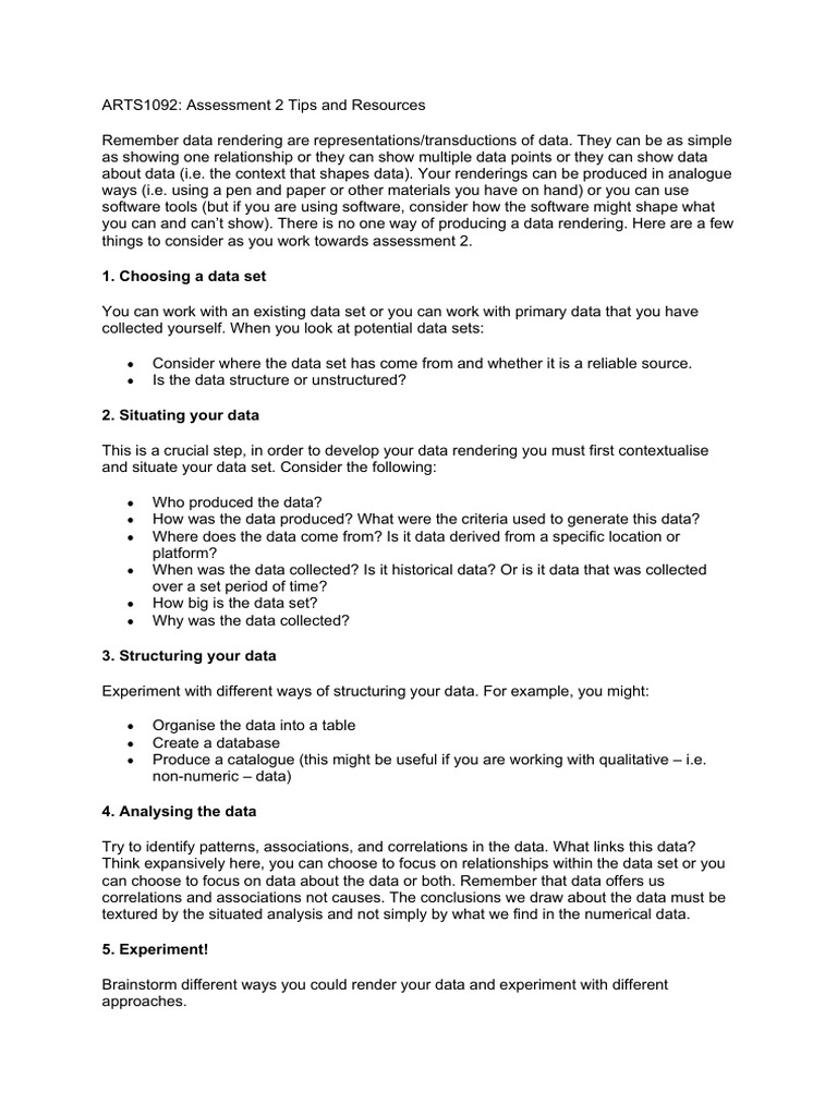 Assessment 2 Tips | PDF