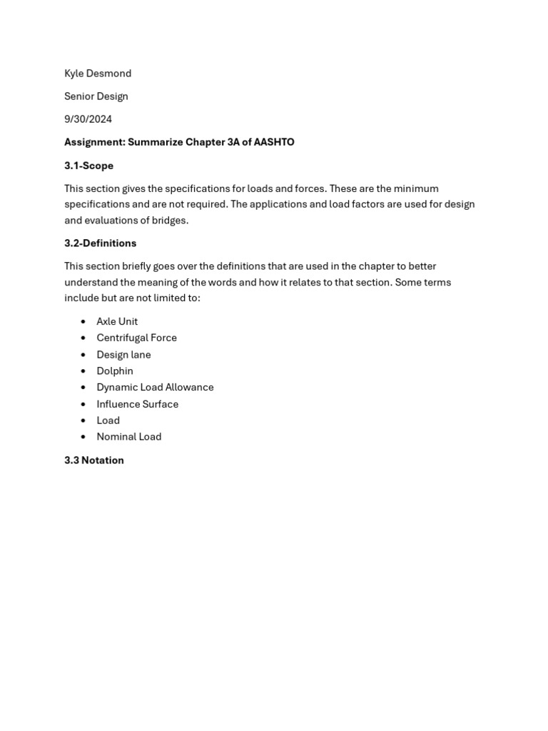 AASHTO Chapter3A Summary | PDF