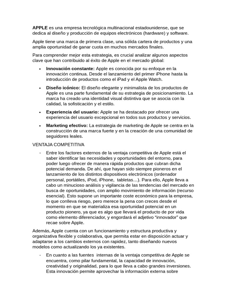 APPLE Es Una Empresa Tecnológica Multinacional Estadounidense | PDF